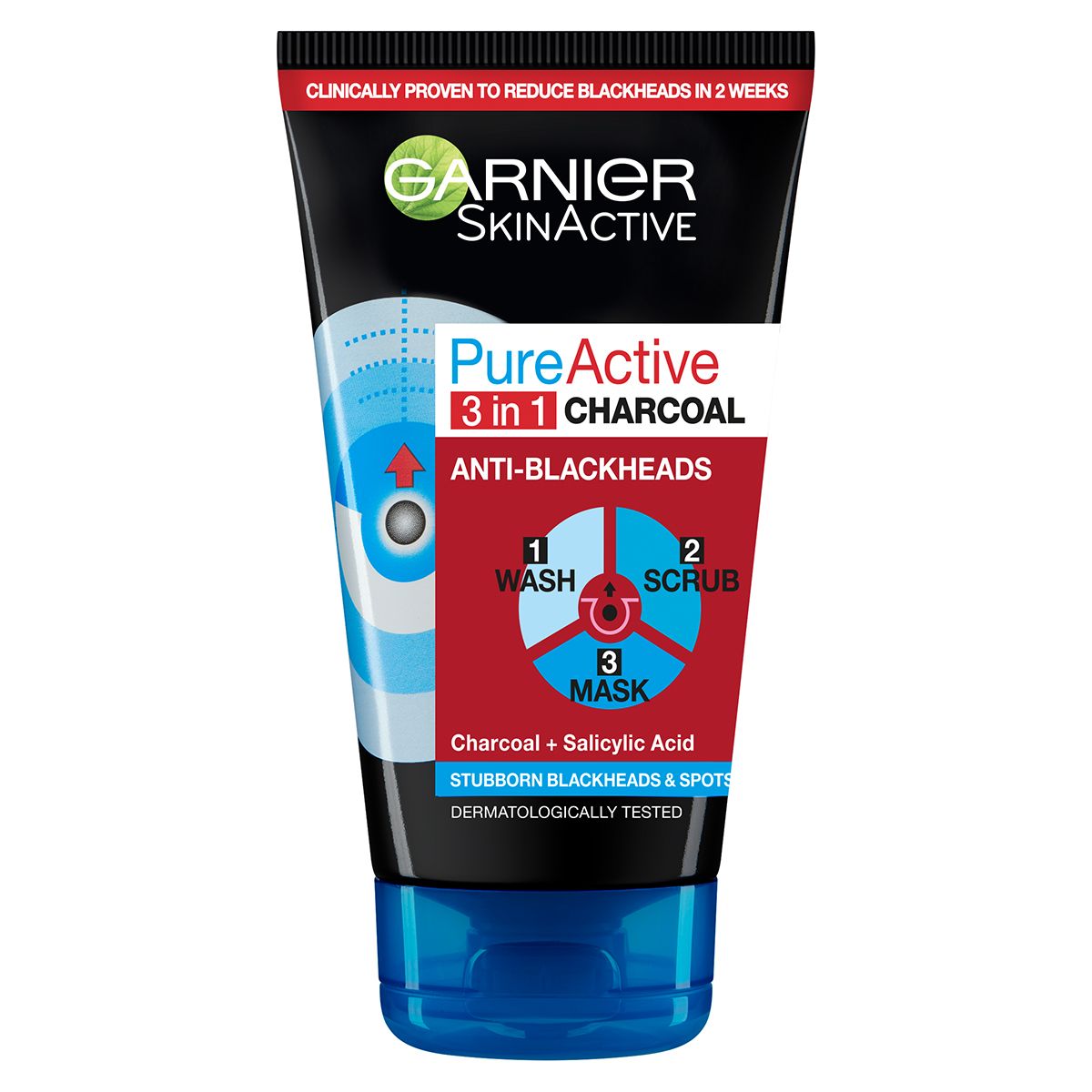 Garnier Pure Active 3 In 1 Charcoal Anti Blackhead Wash Scrub Mask