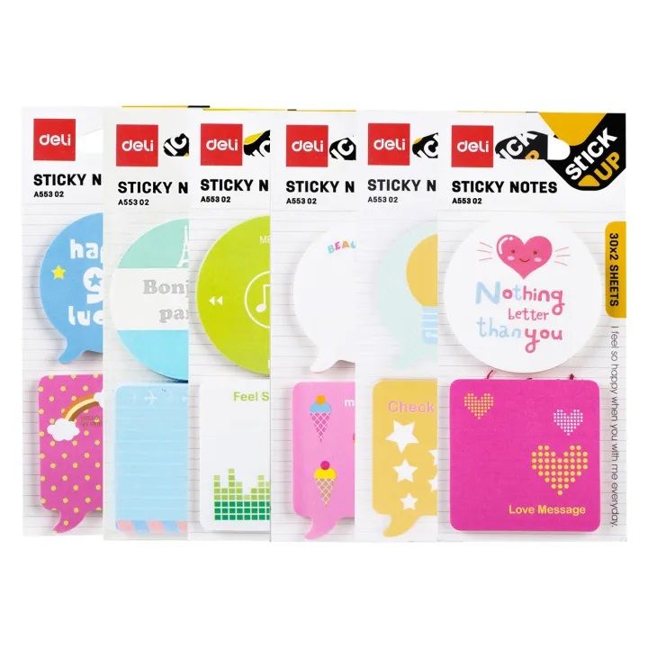 6 Piece Deli-EA55302 Fancy Sticky Notes 30x2 Sheets 80gsm | Shop Today ...