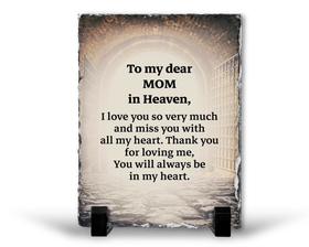To My Dear Mom In Heaven Remembrance Grief Memorial Gift Rock Slate ...