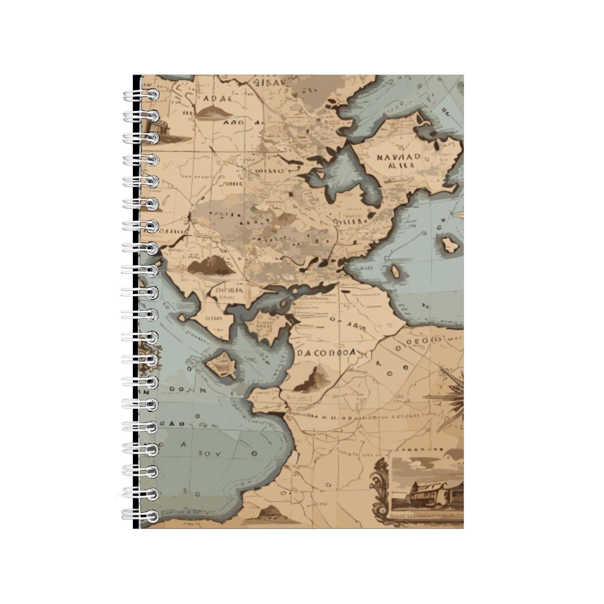 Light Ocean A5 Notebook Spiral Lined Maps Graphic Notepad Design ...