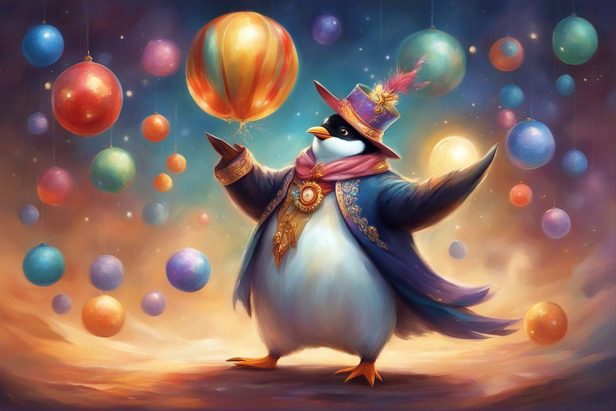 Penguin Ringmaster's Balloon Extravaganza Poster - A1 Large Poster ...