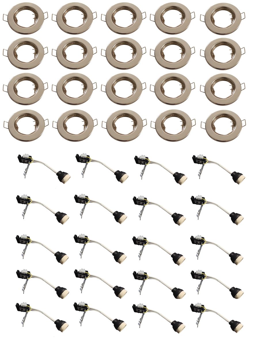 Down Light Fittings & Gu10 Holder With Bracket & Connector - 20 Pack ...
