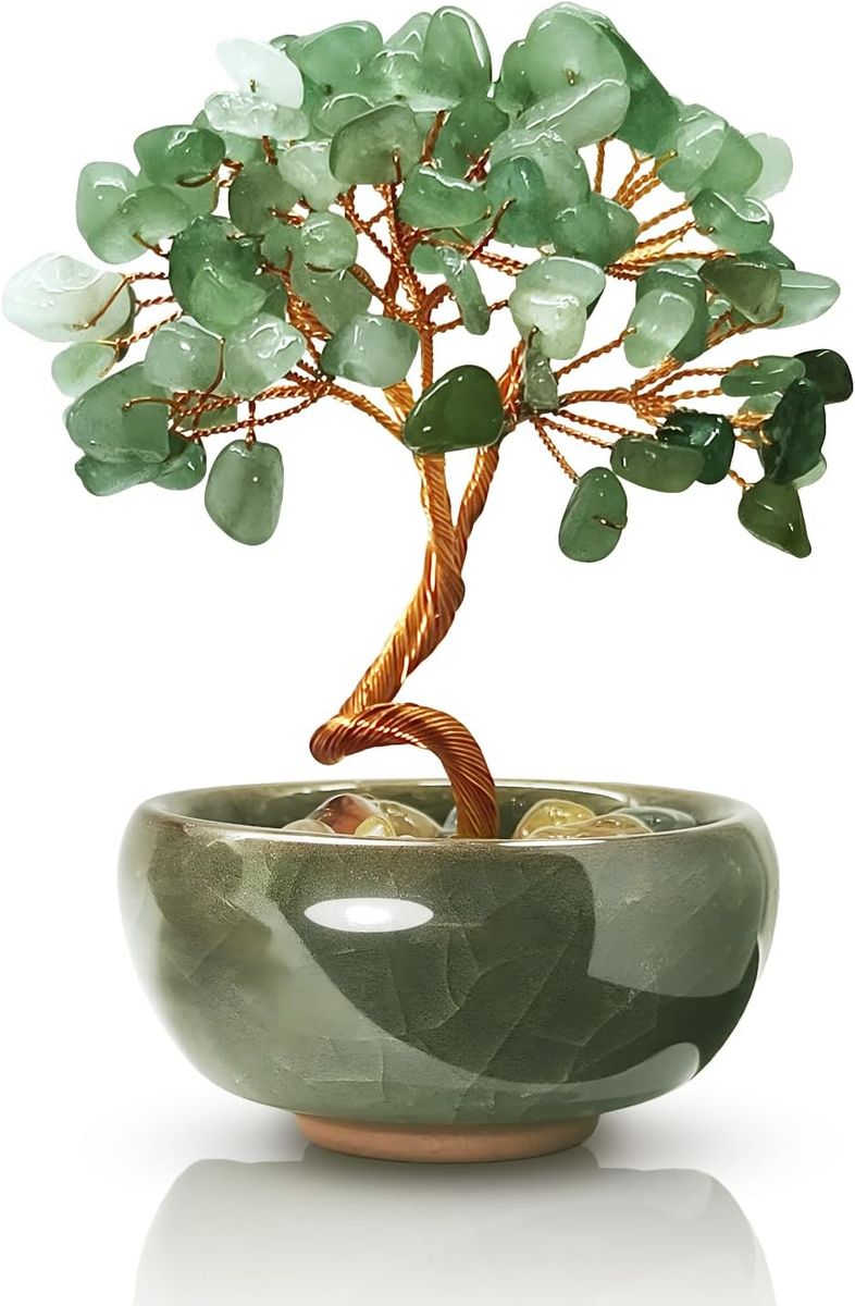 Green Aventurine Crystal Tree,Copper Wire in Ceramic Base | Shop Today ...