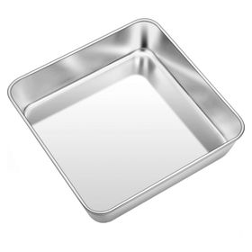 HOMGEM Square Cake Pan, Stainless Steel Square Baking Pan - 20 x 20 x ...