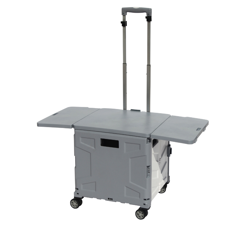 Storage Cart with Double Layer Folding Lid, Handle, Brakes & Wheels ...