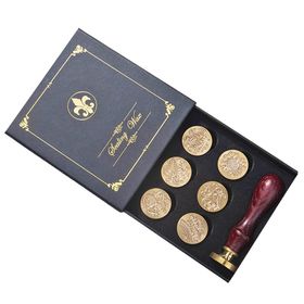 Craft Gift Vintage Retro Wooden Stamp Handle With 7pcs Copper Head Wax ...