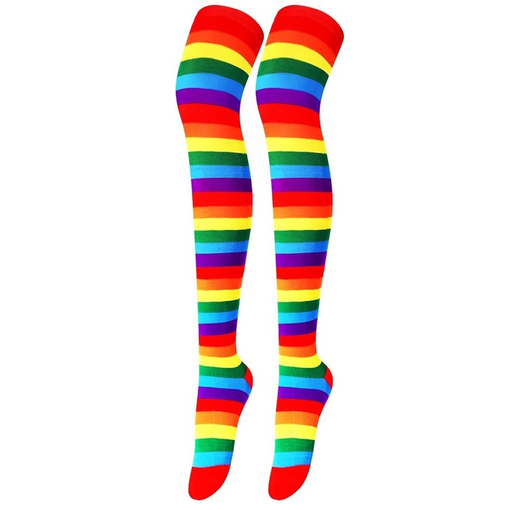 Over Knee Long Striped Stockings - Rainbow Multi-Colour | Shop Today ...