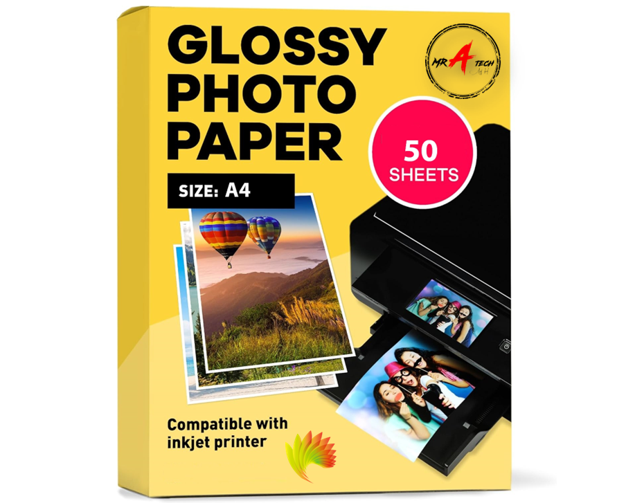 MR A TECH A4 Glossy Photo Paper 50 Sheets 220Gsm Double Side Inkjet ...