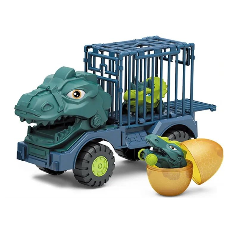 Children's Dinosaur Truck Transporter Carrier Toy Set - Dark Green ...