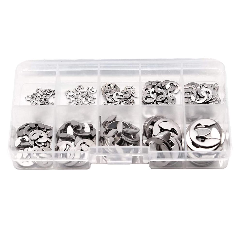 Tool DIY Multi Size Stainless Steel E-Type Retaining Snap Ring Set of ...