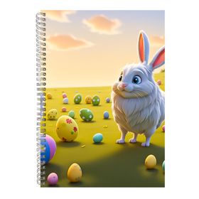 White Rabbits A4 Notebook Spiral Lined Easter Bunny Egg Graphic Notepad ...