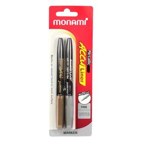 Monami Accu Liner Metallic Permanent Marker Fine Gold & Silver (Each) X ...