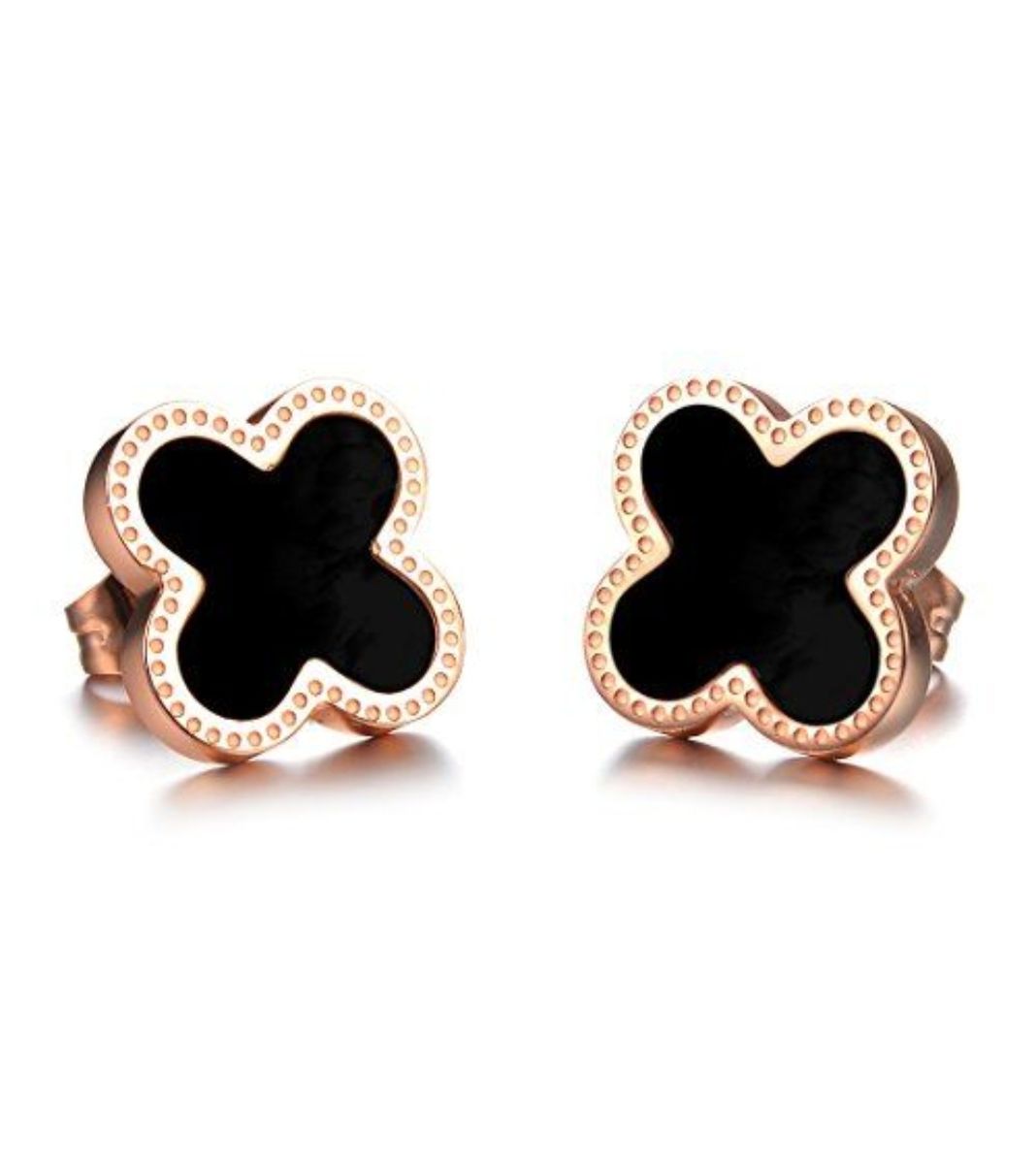 Clover Studs For Women Gold Black | Shop Today. Get it Tomorrow ...