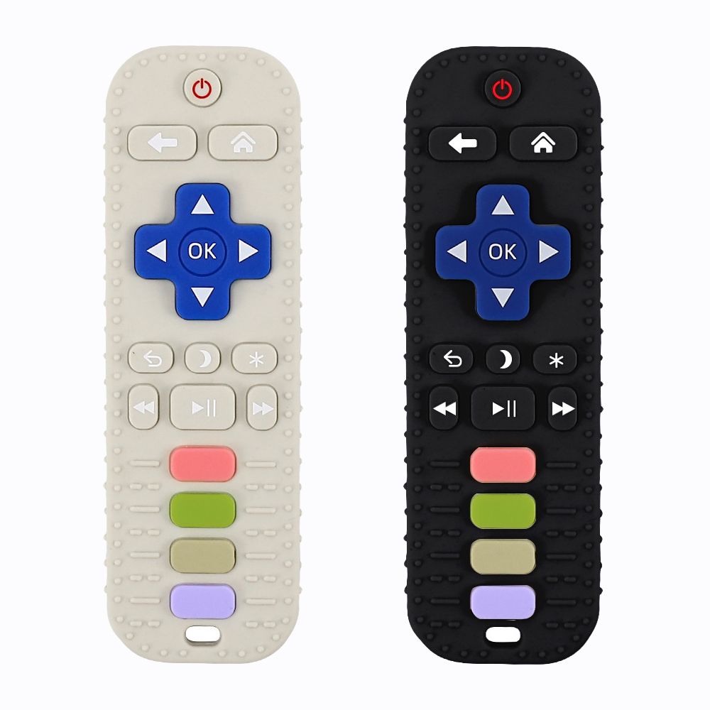 2-Piece Silicone Baby TV Remote Control Shape Teether Toy- Black&White ...