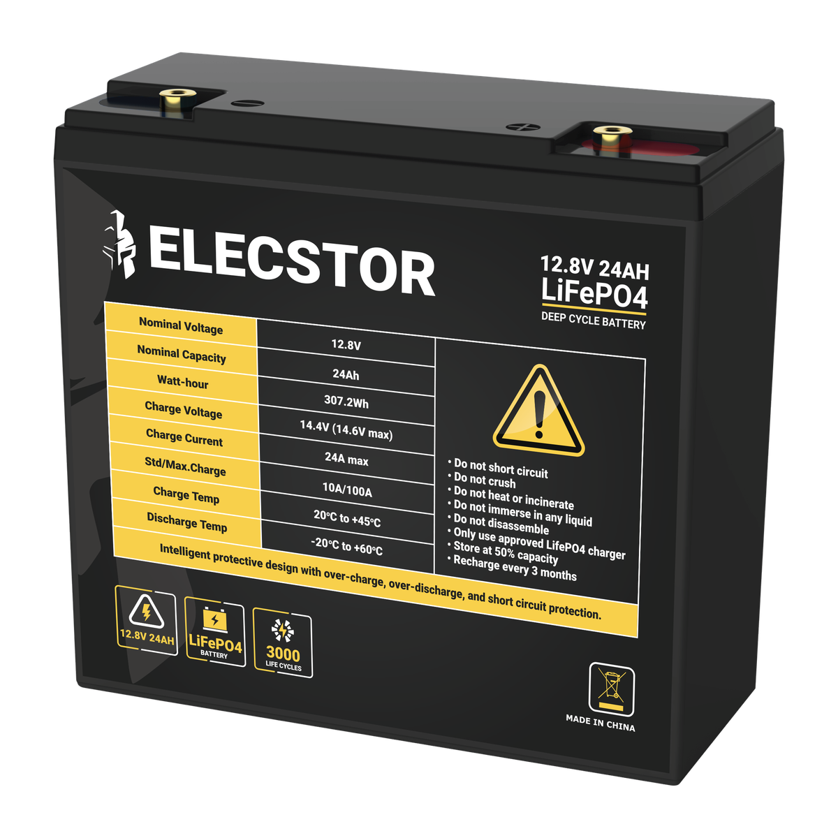 Elecstor 12V 24AH Lithium Battery LIFEPO4 Alarm or Gate motor ...