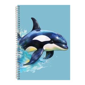 Orca_4 A4 Notebook Spiral and Lined with Ocean Graphic Notepad Sea Gift ...