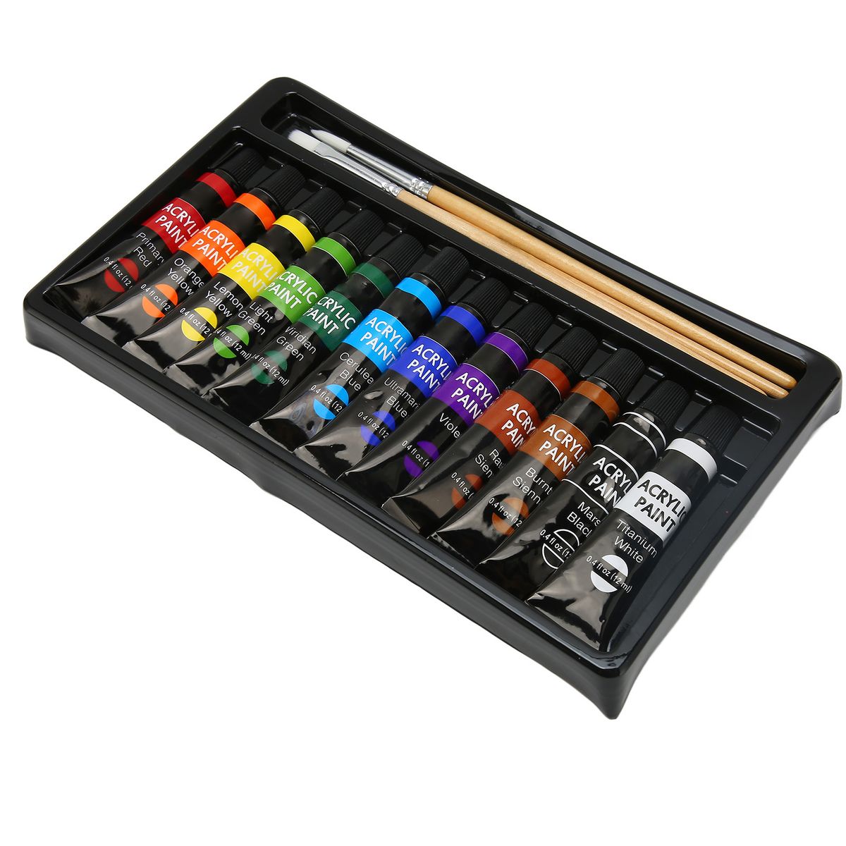 Acrylic Paint Set 12 Colors with 3 Brushes | Shop Today. Get it ...