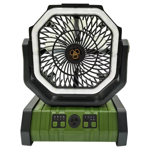 F6 - Portable Outdoor Oscillating LED & Remote Controlled Fan - Green ...