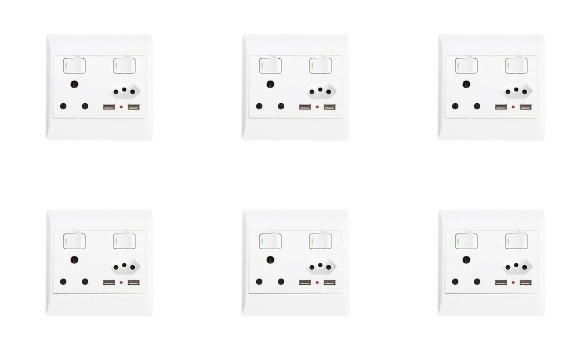 Wall Socket with USB Ports and Twin Plug (6 Pack) | Shop Today. Get it ...