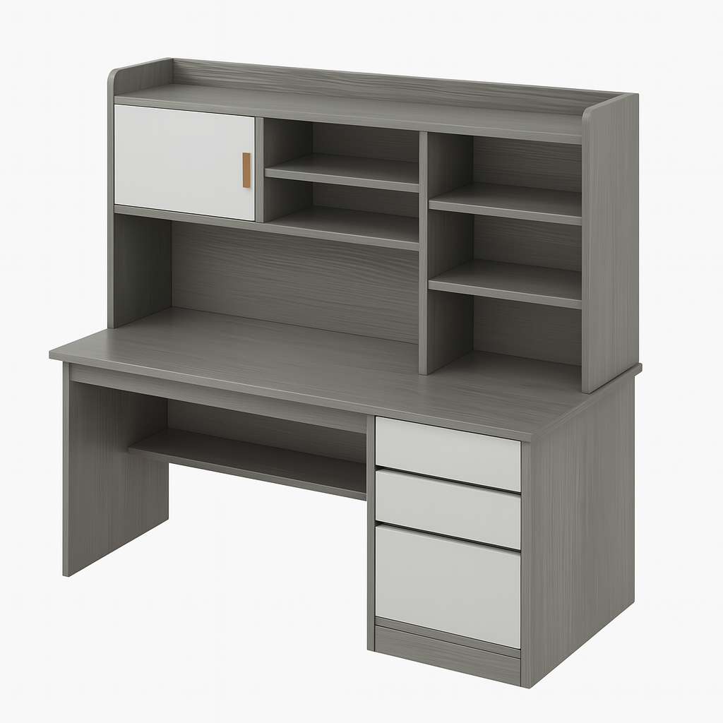 Computer Desk - 110x165cm Office Workstation with Drawers & Shelves ...