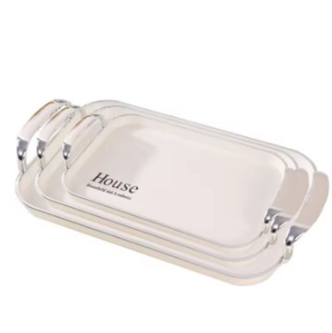 3 Piece Elegant Multi-Purpose Rectangular Large Capacity Serving Tray ...