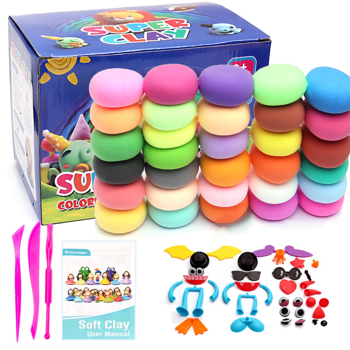 36 Colors Air Dry Modelling Clay Kit For Kids - Ultra Light & Soft ...