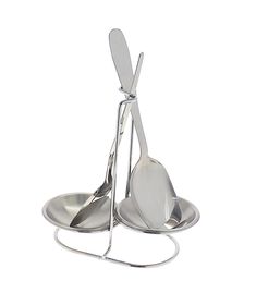 Elegant Double Spoon Rest and 2 Multi-Purpose Serving Spoons - Combo ...
