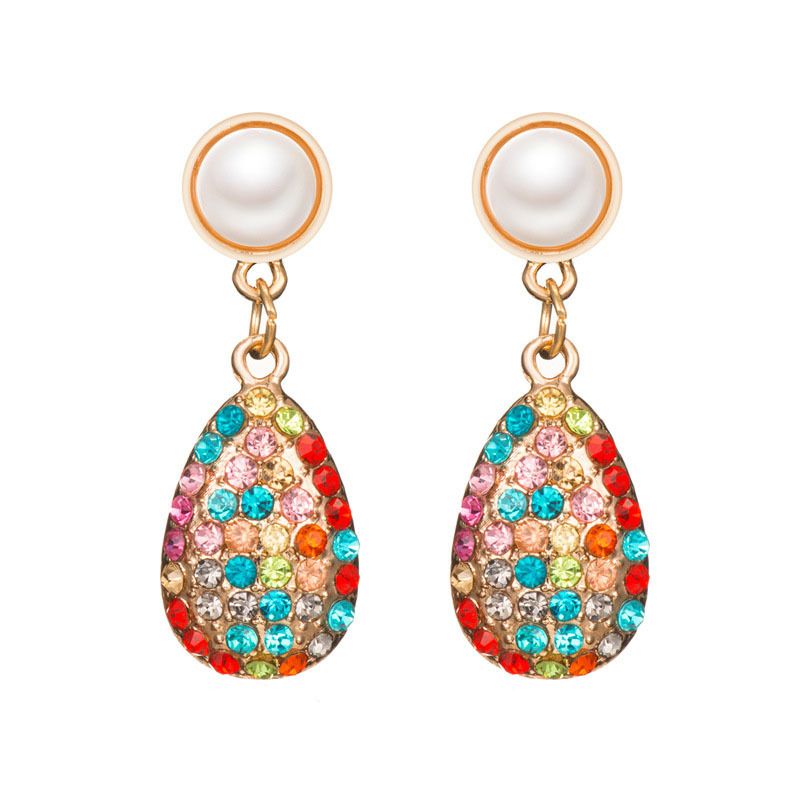 Graceful Colorful Rhinestone Water Drop Earrings, Drop & Dangle ...