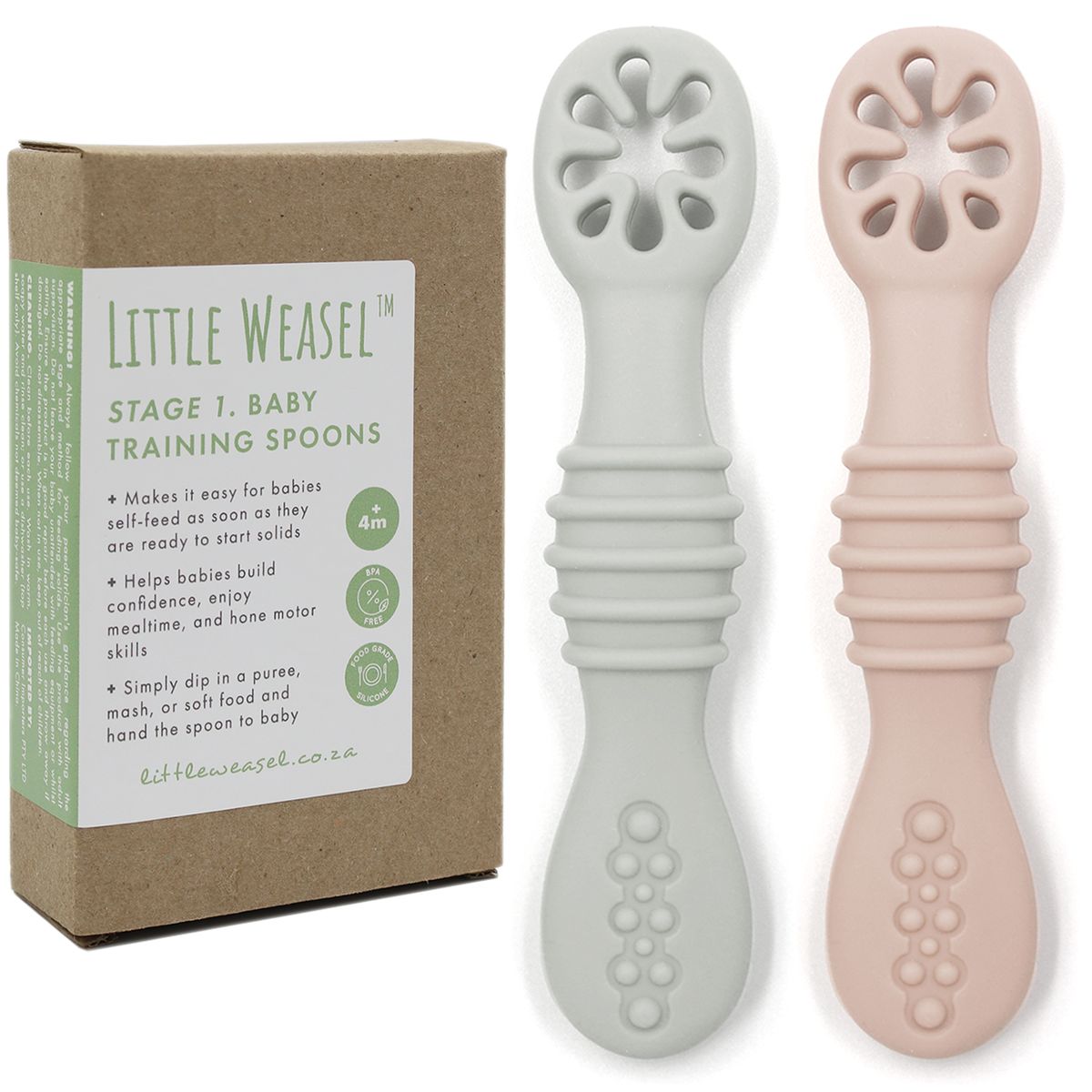 Little Weasel – Stage 1 Baby Training Spoons for Self-Feeding (Pink / Grey) | Shop Today. Get it ...