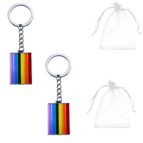 Rainbow Gay Pride Flag Keychain LGBTQ Key Ring, 2 Pack with 2 Organza ...