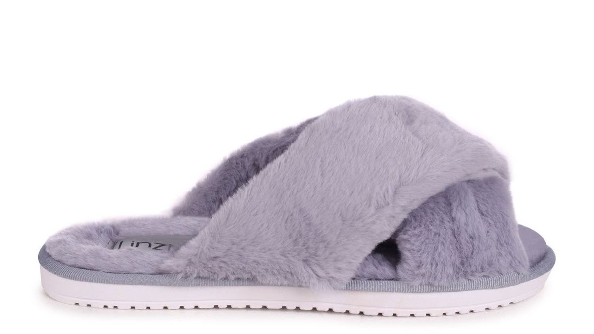 Linzi Cloud Ladies - Grey Fluffy Crossover Slippers | Shop Today. Get ...