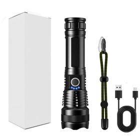 LED Flashlight 90000 lumen Most Powerful Rechargeable Torch - Black ...