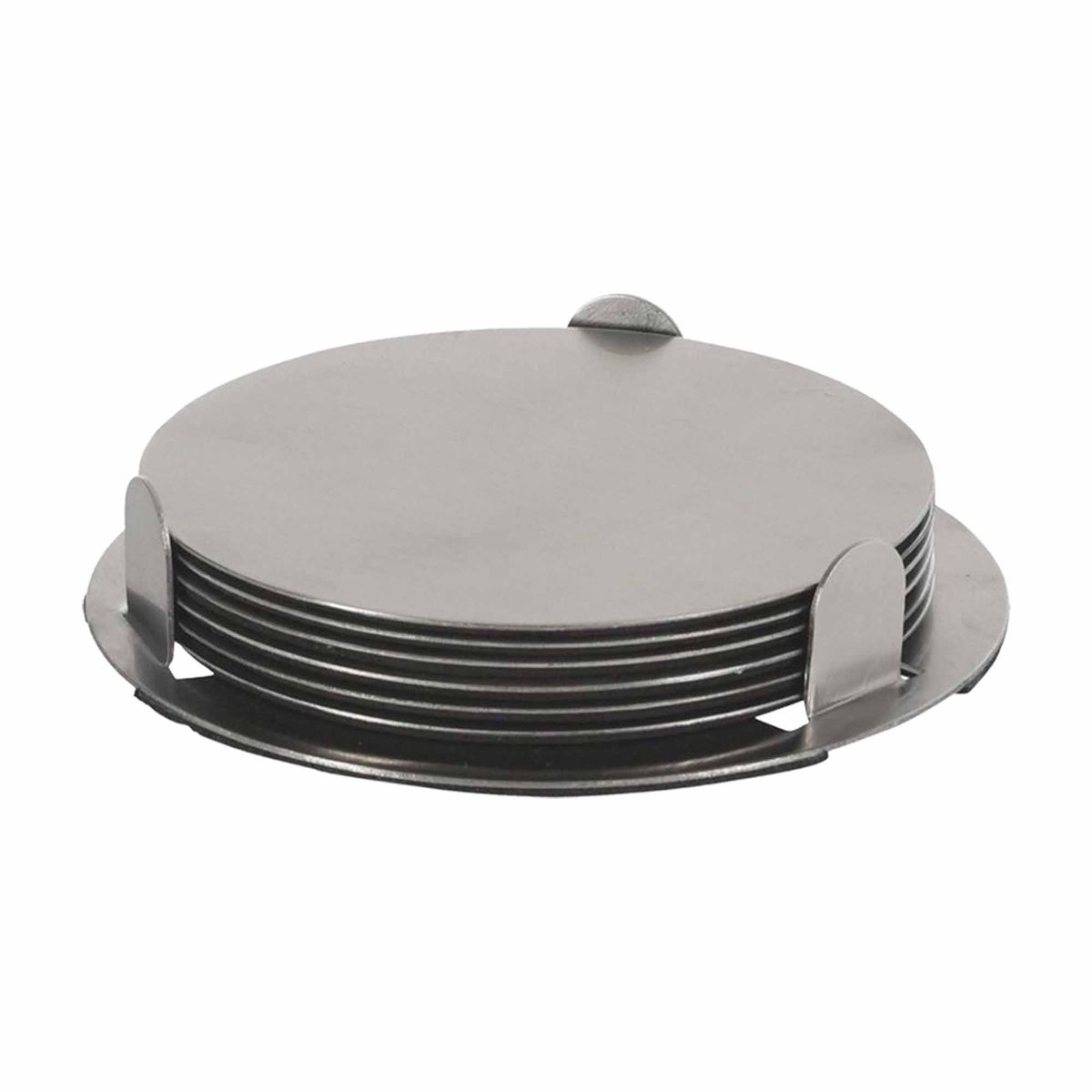 Elegant Durable Stainless Steel Coaster Set - 6 Pieces with Holder ...