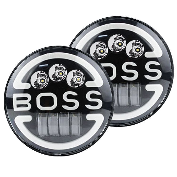 7 inch Round LED Boss Style Hi/Low Beam White & Amber Headlight | Shop ...