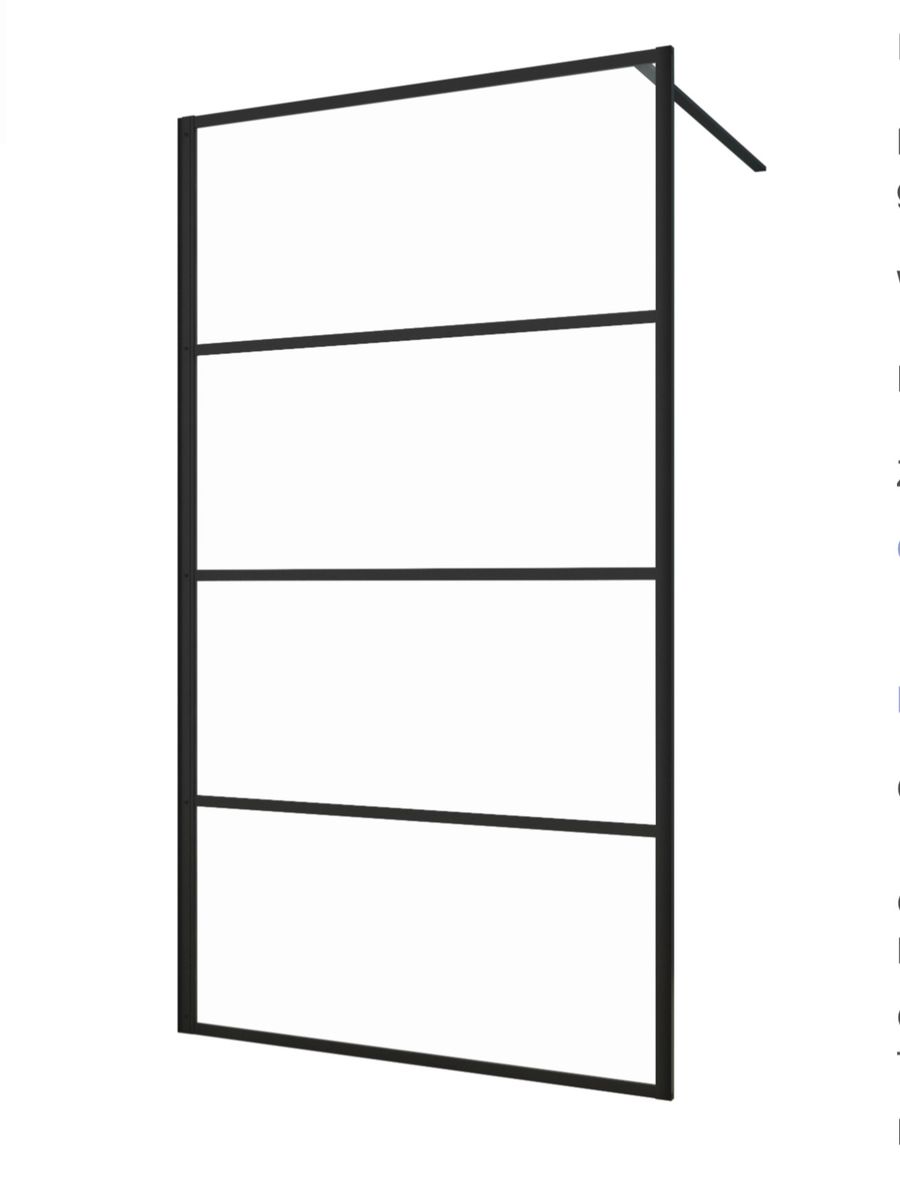 Shower Screen Walk in Panel 4 Pane Black Framed Clear Glass | Shop ...