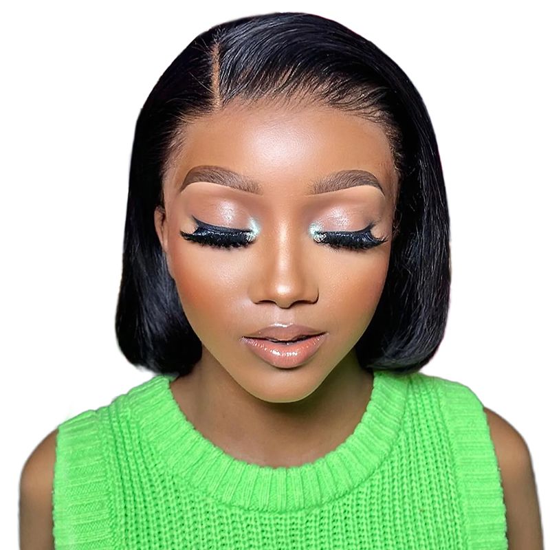 8Inch Peruvian Hair Glueless Full Frontal Wigs 13x4 Straight Weave Bob ...