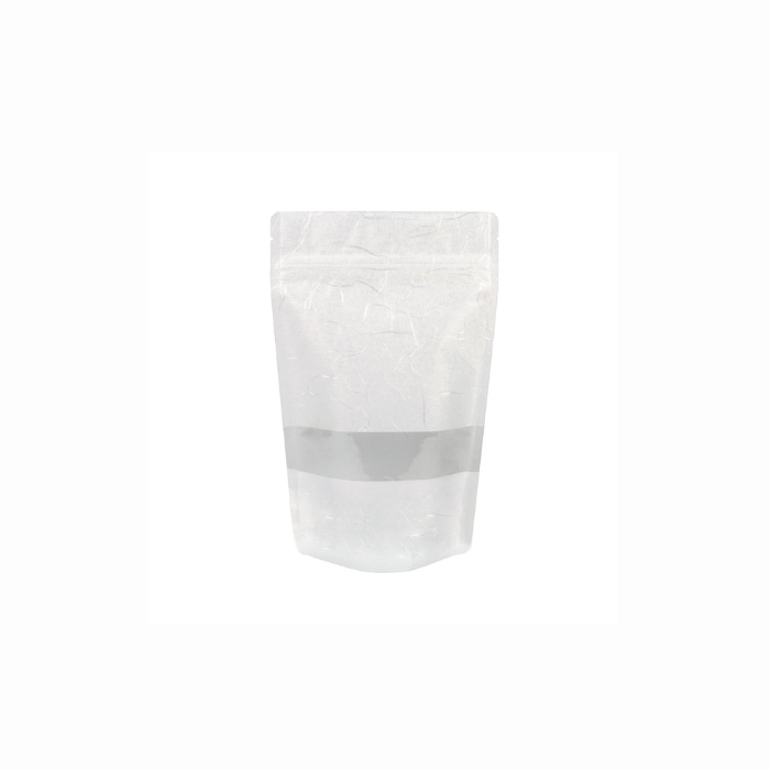 50 Piece Stand Up Resealable Pouch Bag -Clear Strip- White-130mm x ...