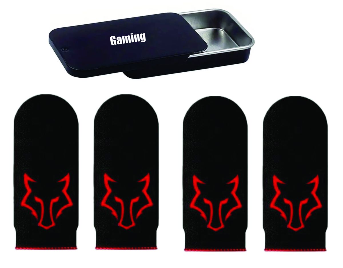 x 4 Finger Sleeves for Gaming.Controller Sweat Gloves with storage box ...