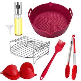 Heavy Duty Air Fryer Reuseable Silicone Pot and Accessories Set - 12 ...