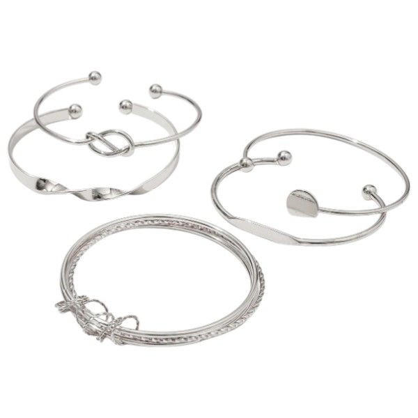 Open Cuff Stacking Bangle Set - Silver - 5 Piece | Shop Today. Get it ...