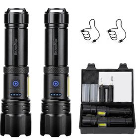 BezosMax Flashlights 2 Pack 10000 Lumen With side lighting Rechargeable ...
