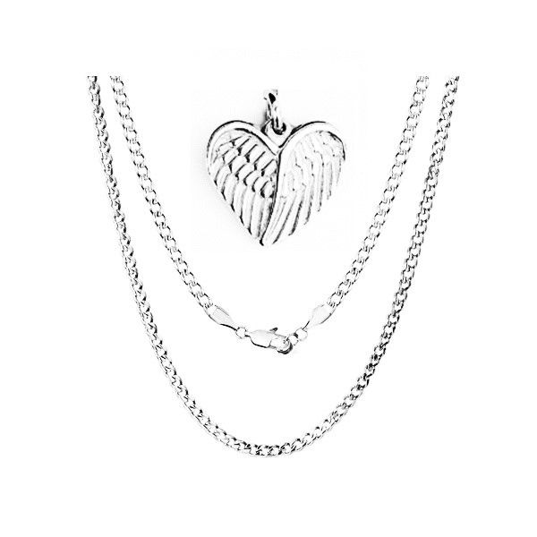 Flat Cuban 50cm Link Chain With Beautiful Detailed Angel Wing SSG11 ...