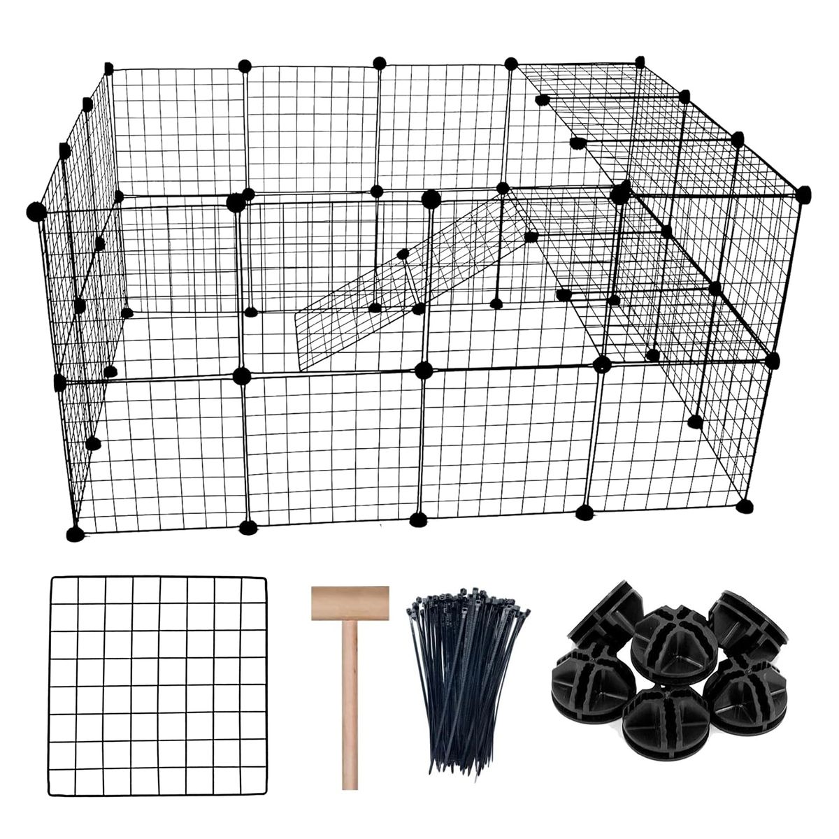 37Pcs DIY Pet Playpen - Foldable Mesh Cage for Small Dogs & Rabbits ...