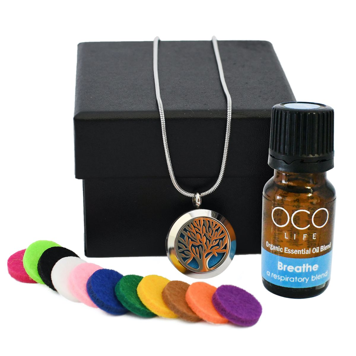 OCO Life Tree of Life Diffuser Pendant and Chain with Breathe Essential ...