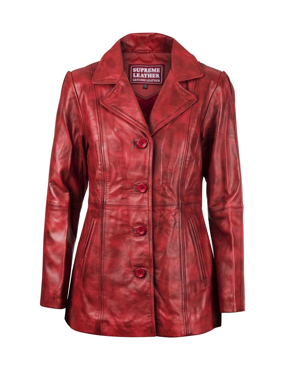Women's Victoria Long Coat Ox-Red Leather Jacket | Shop Today. Get it ...