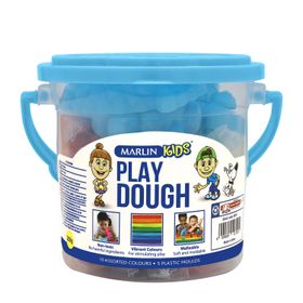 Marlin Kids - 200g Play Dough Assorted Colours + 5 Molds (Pack Of 12 ...