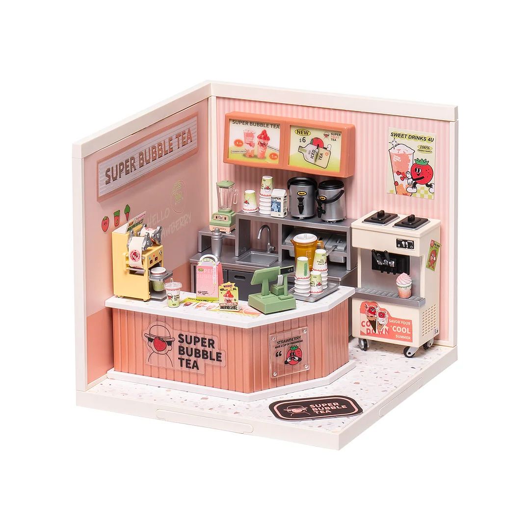 Robotime Super Creator Double Joy Bubble Tea DIY Miniature Dollhouse ...