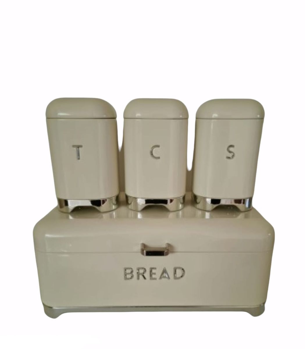 Bread Bin with 3 Piece Canister Set-CREAM | Shop Today. Get it Tomorrow ...
