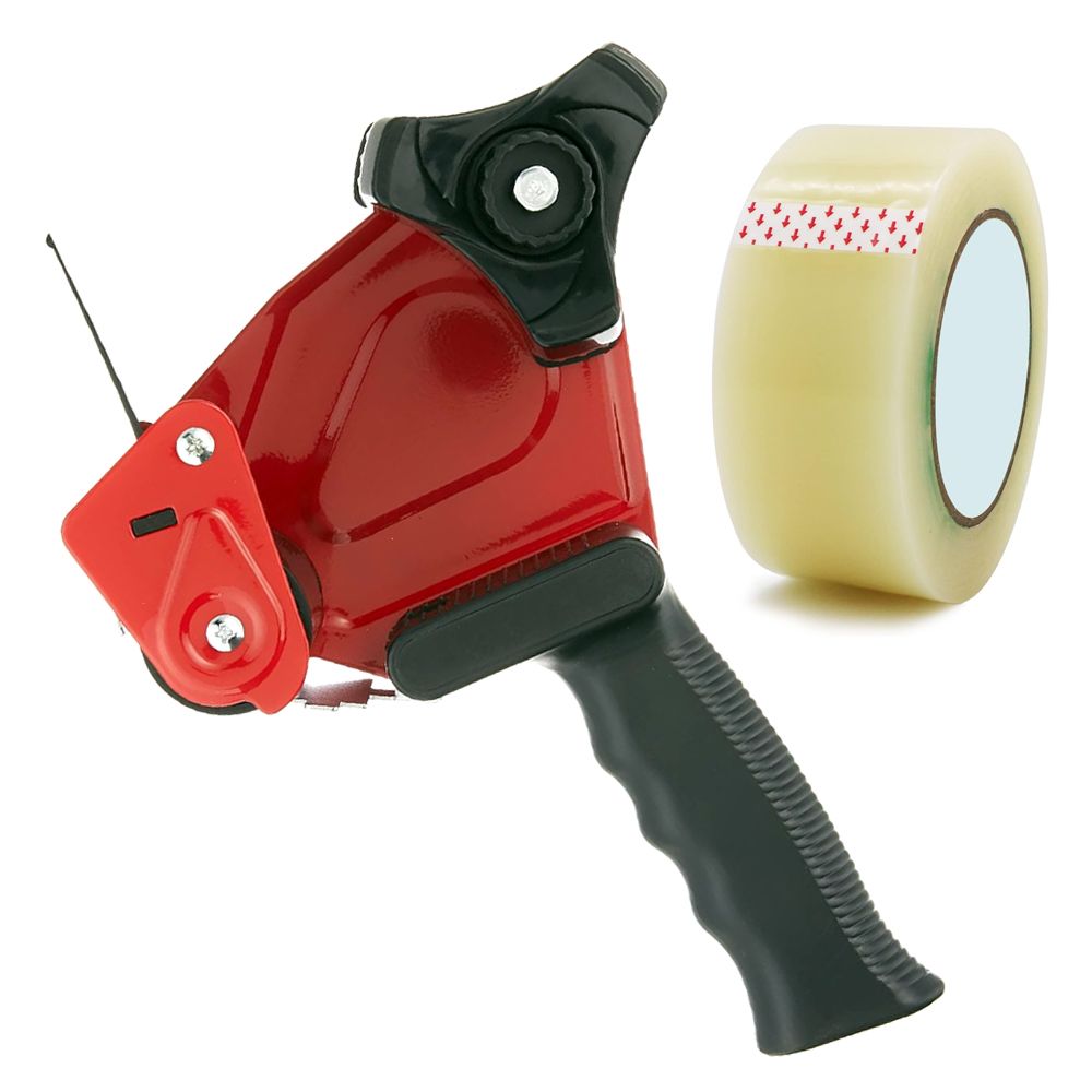 Easy-Handle Metal Packing Strong Tape Dispenser with Clear Tape Roll ...