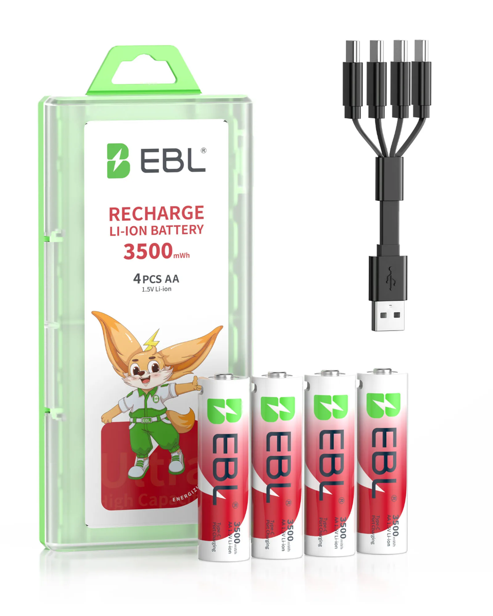 EBL usb-C rechargeable AA 2333mAh Lithium-ion battery 4 Pack | Shop Today. Get it Tomorrow ...